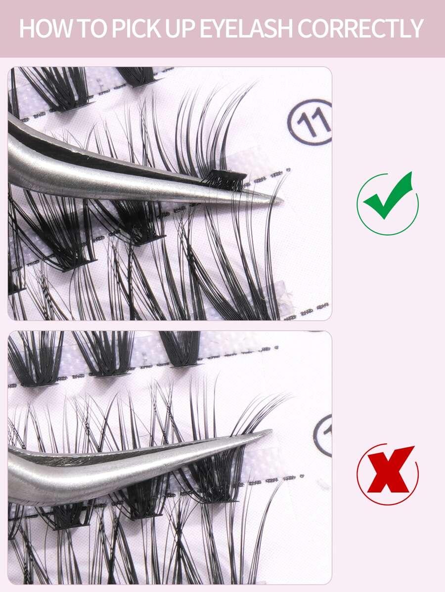 MAGEFY 30 Roots 60 Clusters Of Fishtail Segmented Eyelashes,9-11-13mm ...