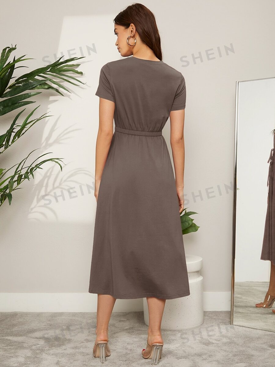 SHEIN Mulvari Vestidos Cintura elástica Nó frontal | SHEIN Brasil