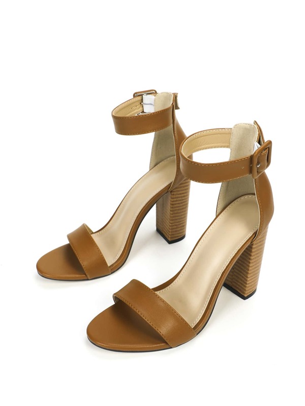 Women Minimalist Chunky Heeled Ankle Strap Sandals, Elegant Summer ...