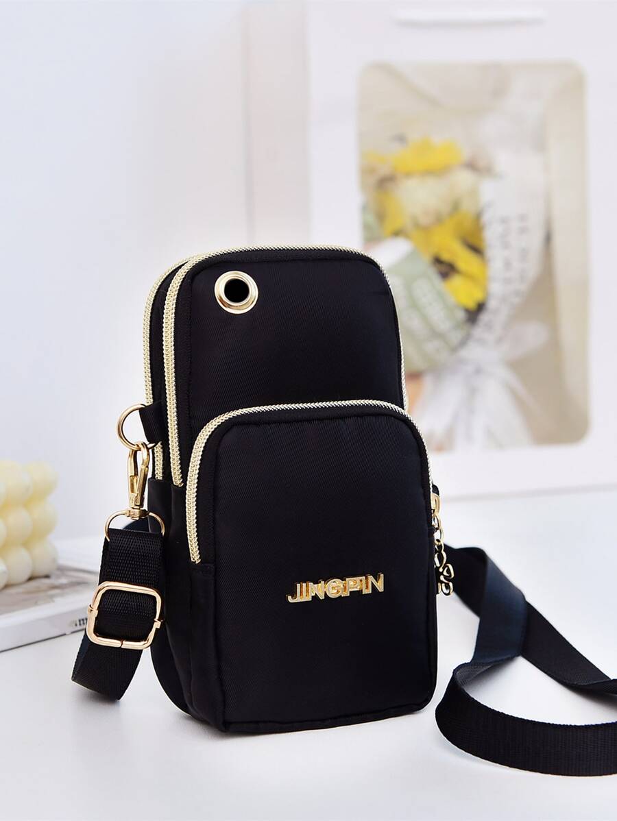 Letter Decor Headphone Port Detail Phone Wallet Purse Pouch Shoulder ...