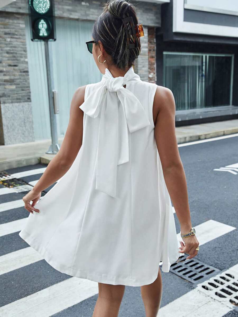 SHEIN Privé Tie Back High Neck Tank Dress | SHEIN USA