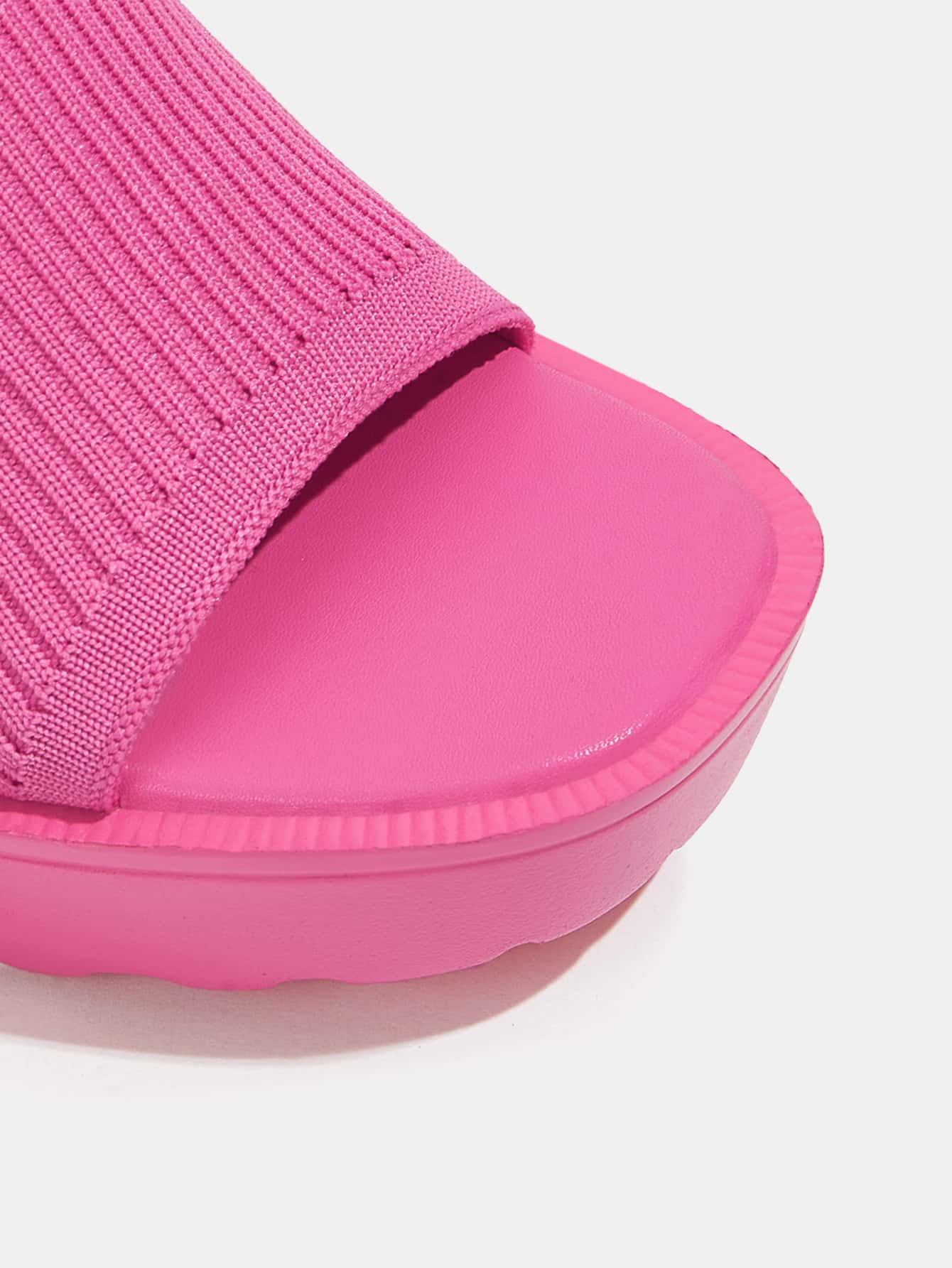 Woman Shoes Chunky Heeled Single Band Hot Pink Mule Sandals For Spring ...