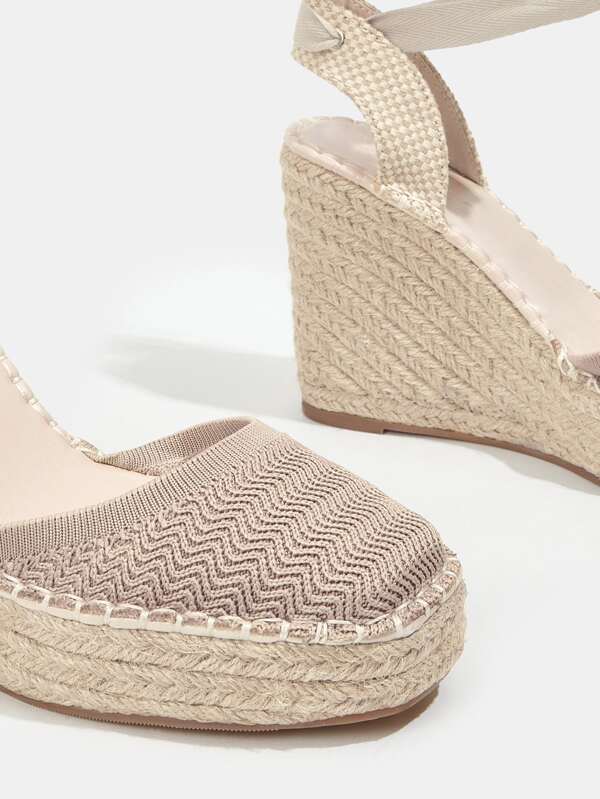 Destination Collection Tie Leg Design Espadrille Wedge Shoes | SHEIN USA