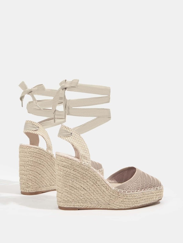 Destination Collection Tie Leg Design Espadrille Wedge Shoes | SHEIN USA