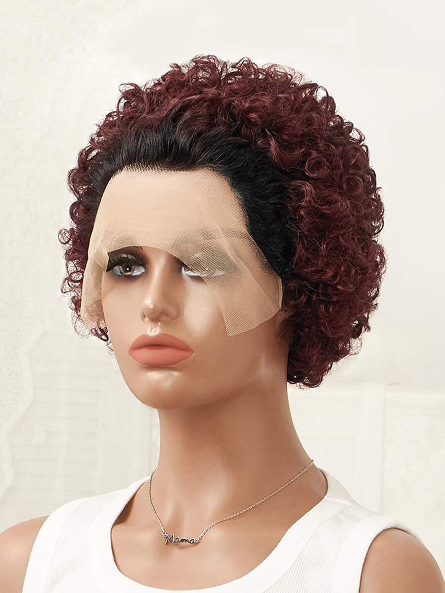SHEIN Transparent Lace Pixie Cut Curly 13 X 1 Lace Front Wig 150% ...