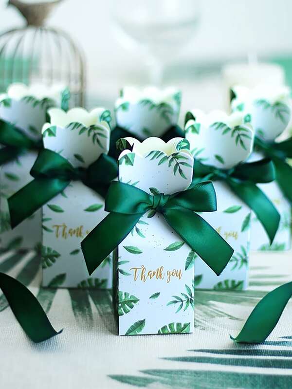 10pcs Tropical & Letter Graphic Gift Box With Ribbon | SHEIN USA