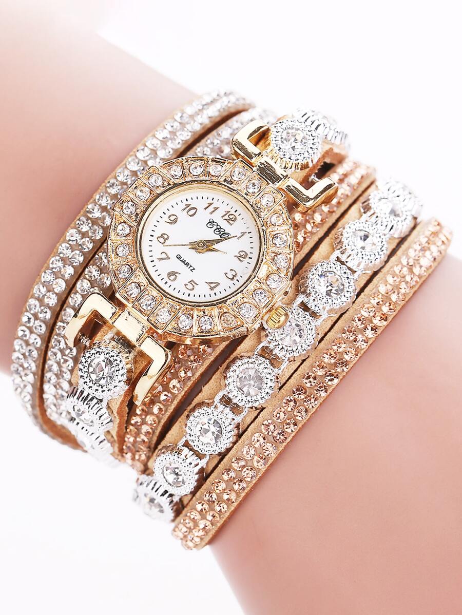 Rhinestone Decor Quartz Wrap Watch Holiday As A Gift For Students ...