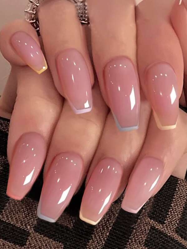 Instantly Upgrade Your Look with 24pcs long ballet multicolor French ...