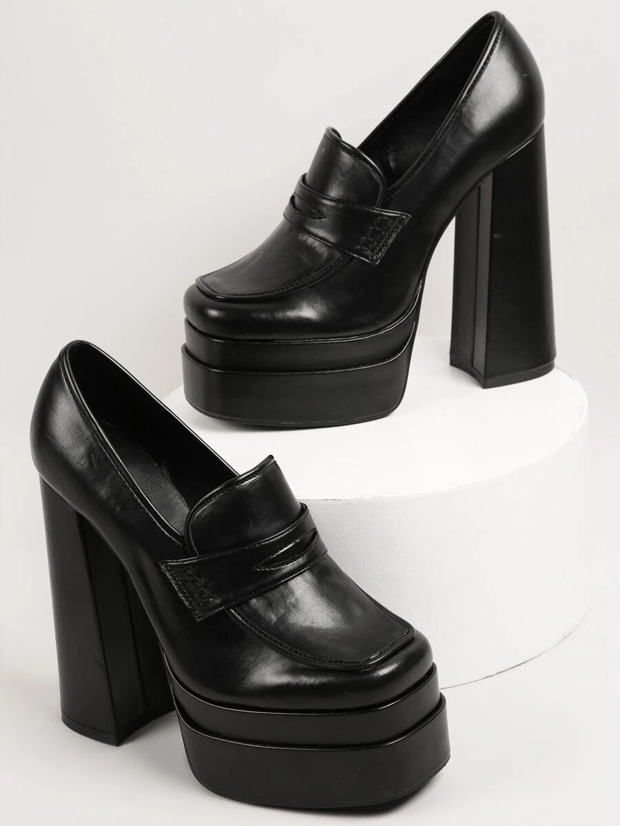 Penny Loafer mit Doppel Plateau mit hohe Absätze | aktuelle Trends ...