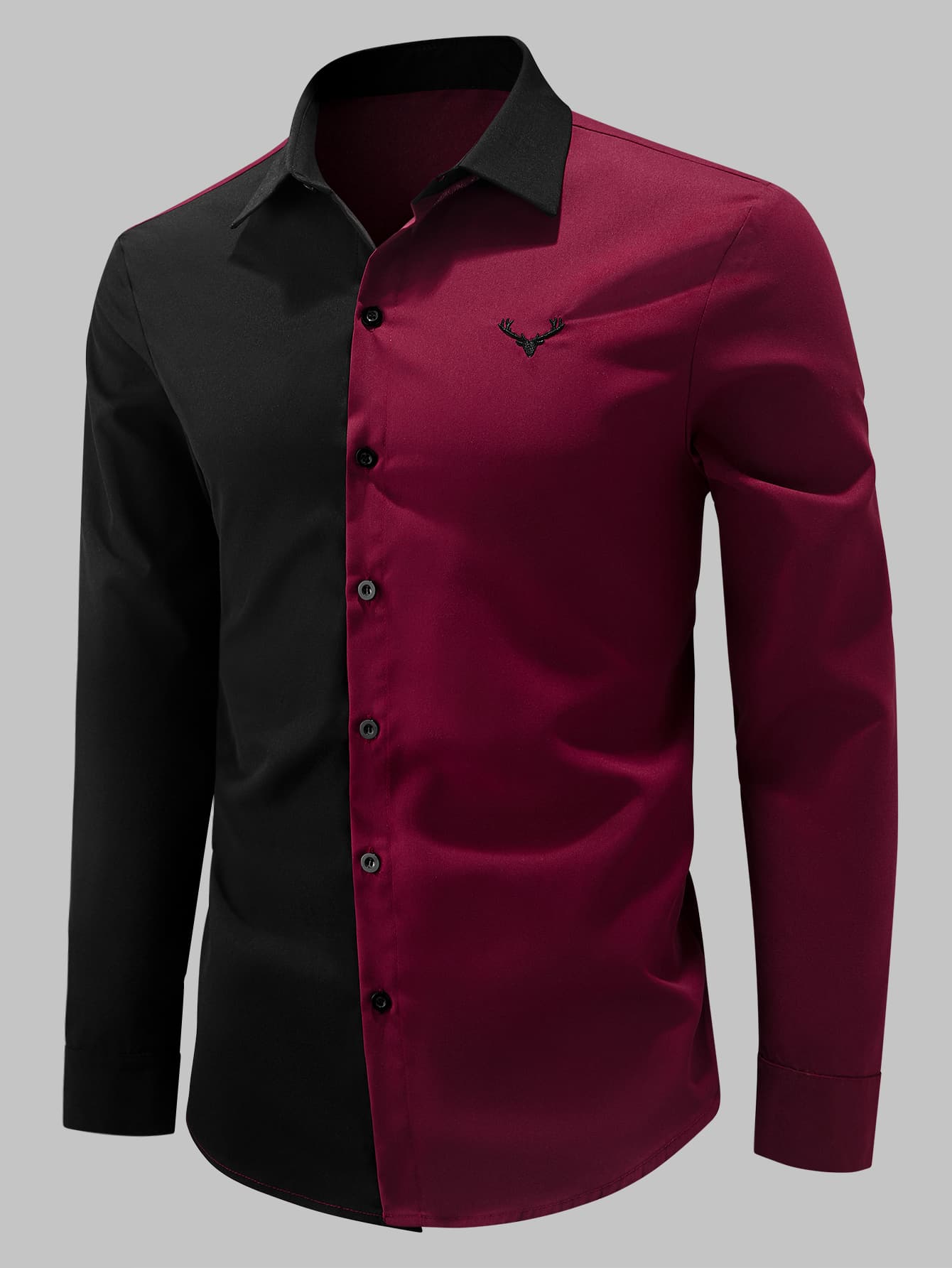 Manfinity Homme Men Elk Embroidered Colorblock Shirt | SHEIN USA