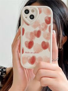 1pc Tpu & Pu Leather Material Heart Flower Printed Phone Case Compatible With Iphone11/12/13/14 ...