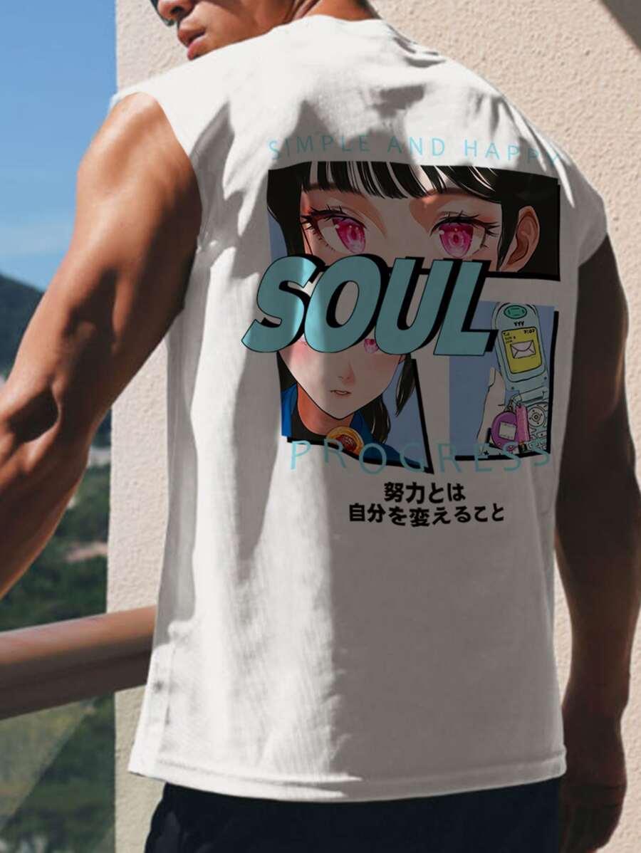 Manfinity Men Figure & Japanese Letter Graphic Tank Top | SHEIN USA