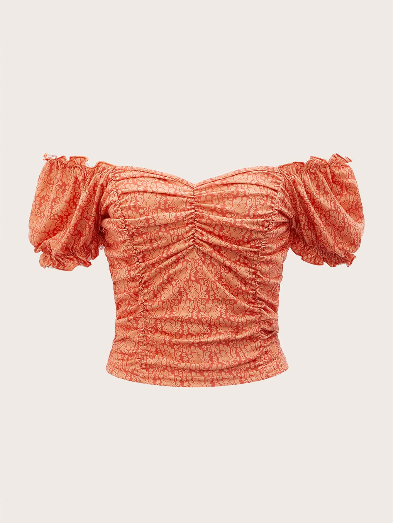 CIRCE Floral Puff Sleeve Sweetheart Neck Ruched Bust Top | SHEIN USA