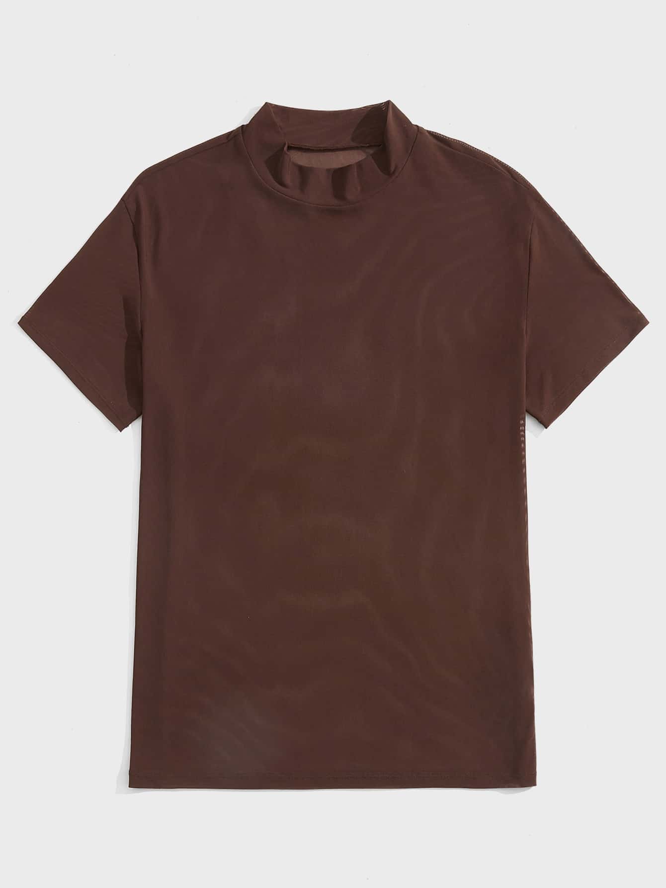 Manfinity ModaGents Men Mock Neck Mesh Sheer Tee | SHEIN USA