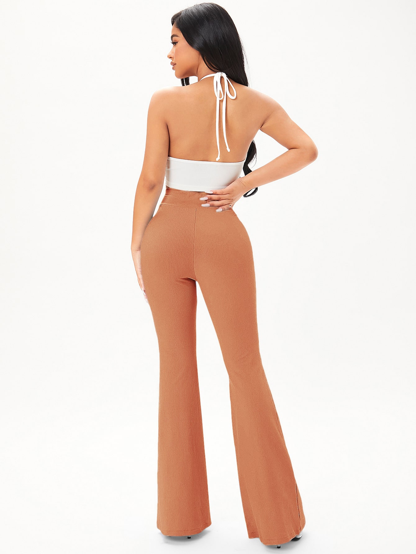 Shein Sxy Schlaghose Mit Rippenstrick Aktuelle Trends Günstig Kaufen