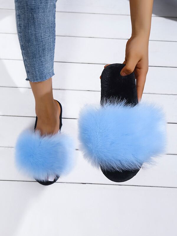 Minimalist Fluffy Bedroom Slippers | SHEIN UK