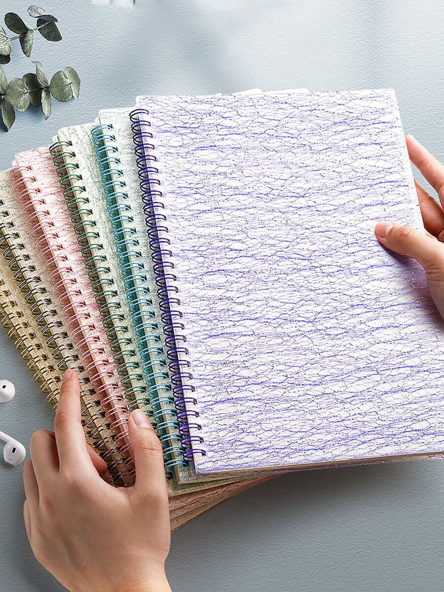 1pc Hot-silver Foil Design Spiral Bound B5 Notebook With Ruled Pages ...
