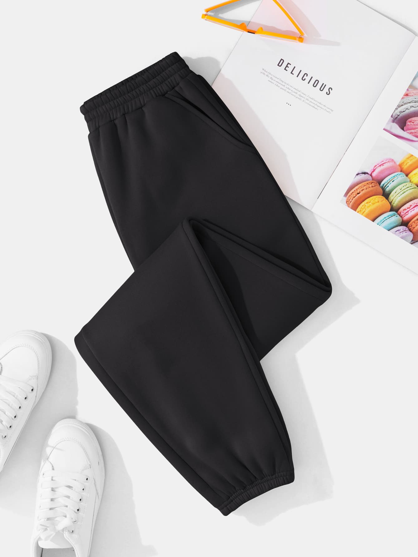 INAWLY Solva Solid Elastic Waist Sweatpants Graduation,Back To School ...