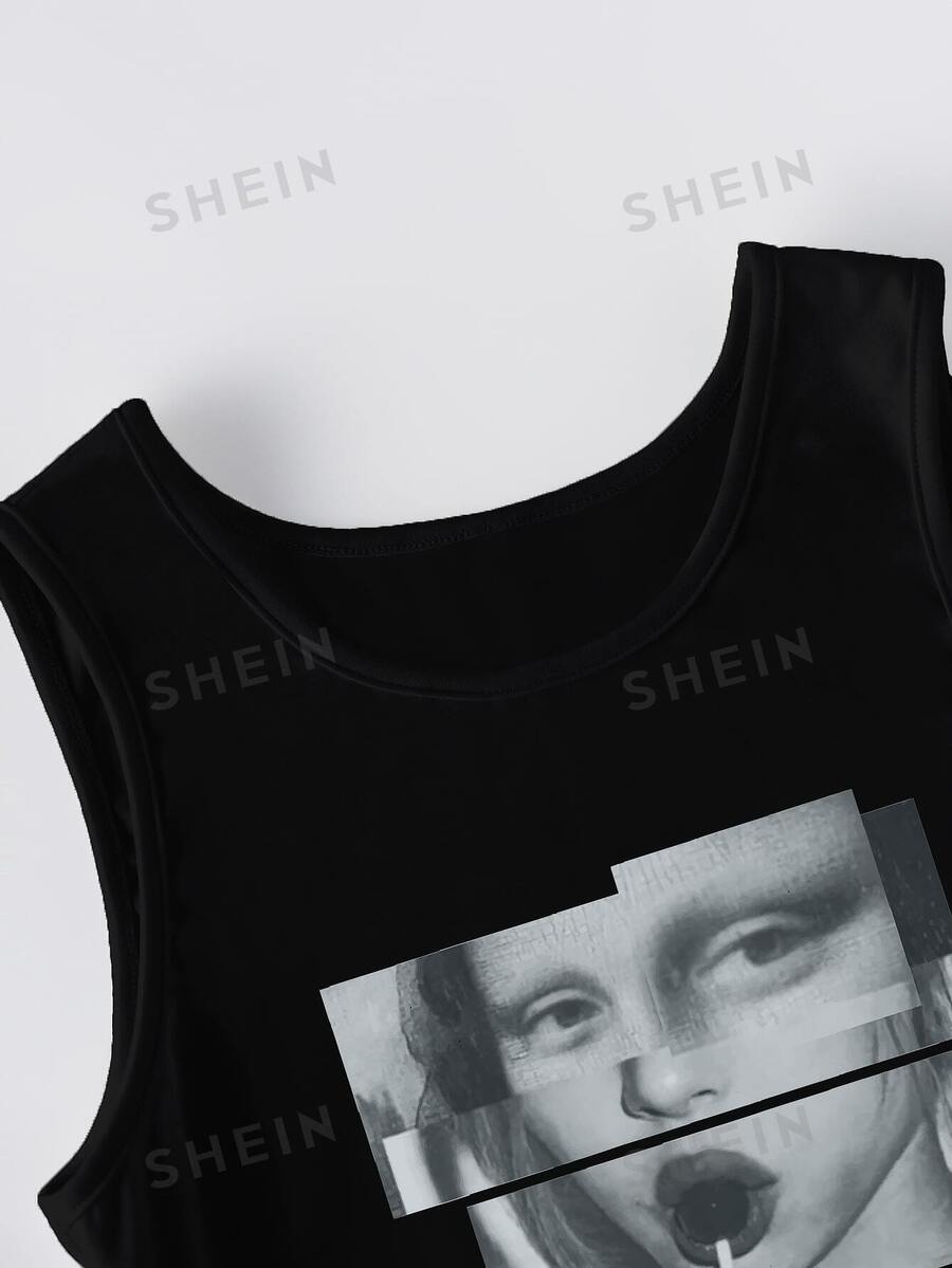 SHEIN EZwear Figure Graphic Crop Tank Top | SHEIN UK
