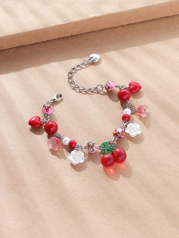 Flower & Cherry Charm Bracelet | SHEIN USA