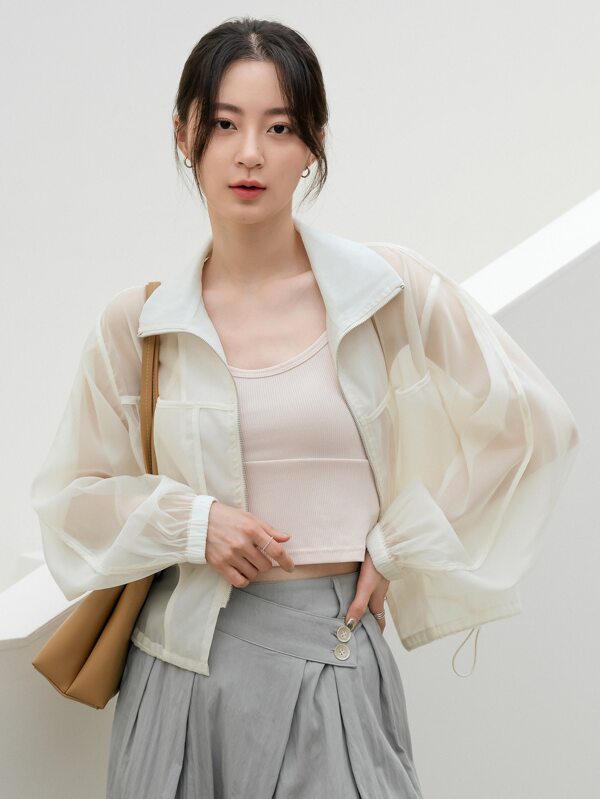 Dazy-Less Drop Shoulder Zipper Front Drawstring Waist Blouse | SHEIN USA