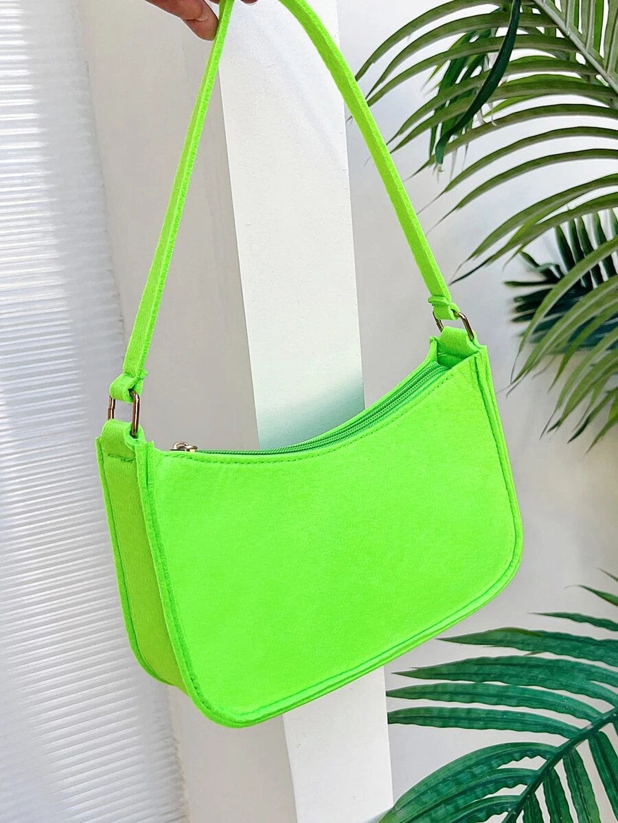 Neon Lime Minimalist Neon Green Bag | SHEIN USA