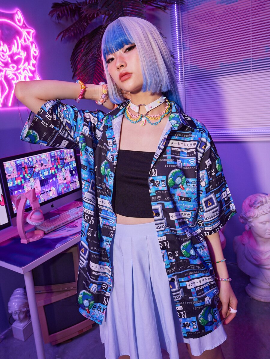 ROMWE Anime Shirt mit Muster | aktuelle Trends, günstig kaufen | SHEIN ...