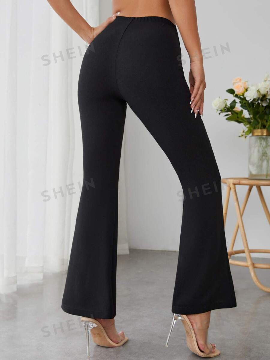 SHEIN PETITE High Waist Flare Leg Trousers | SHEIN UK