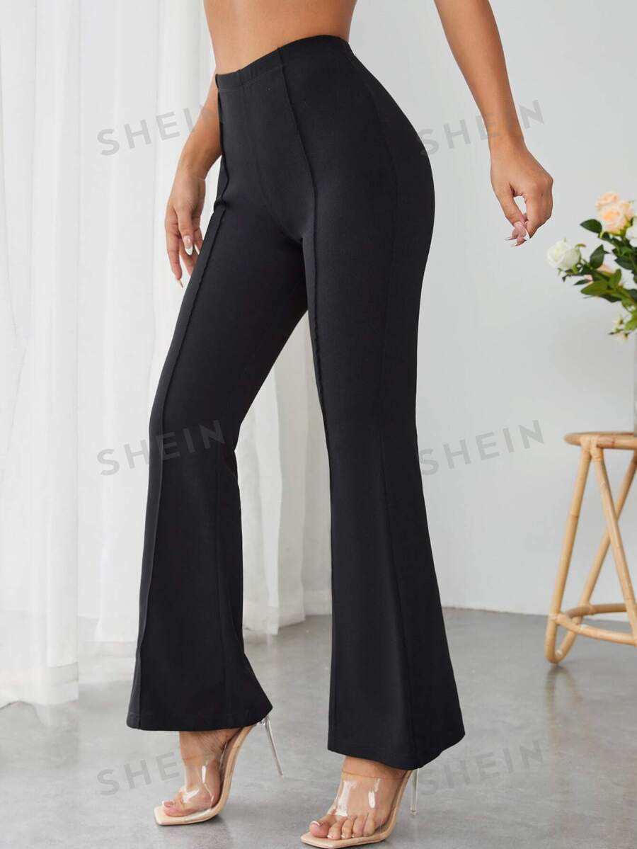 SHEIN PETITE High Waist Flare Leg Trousers | SHEIN UK