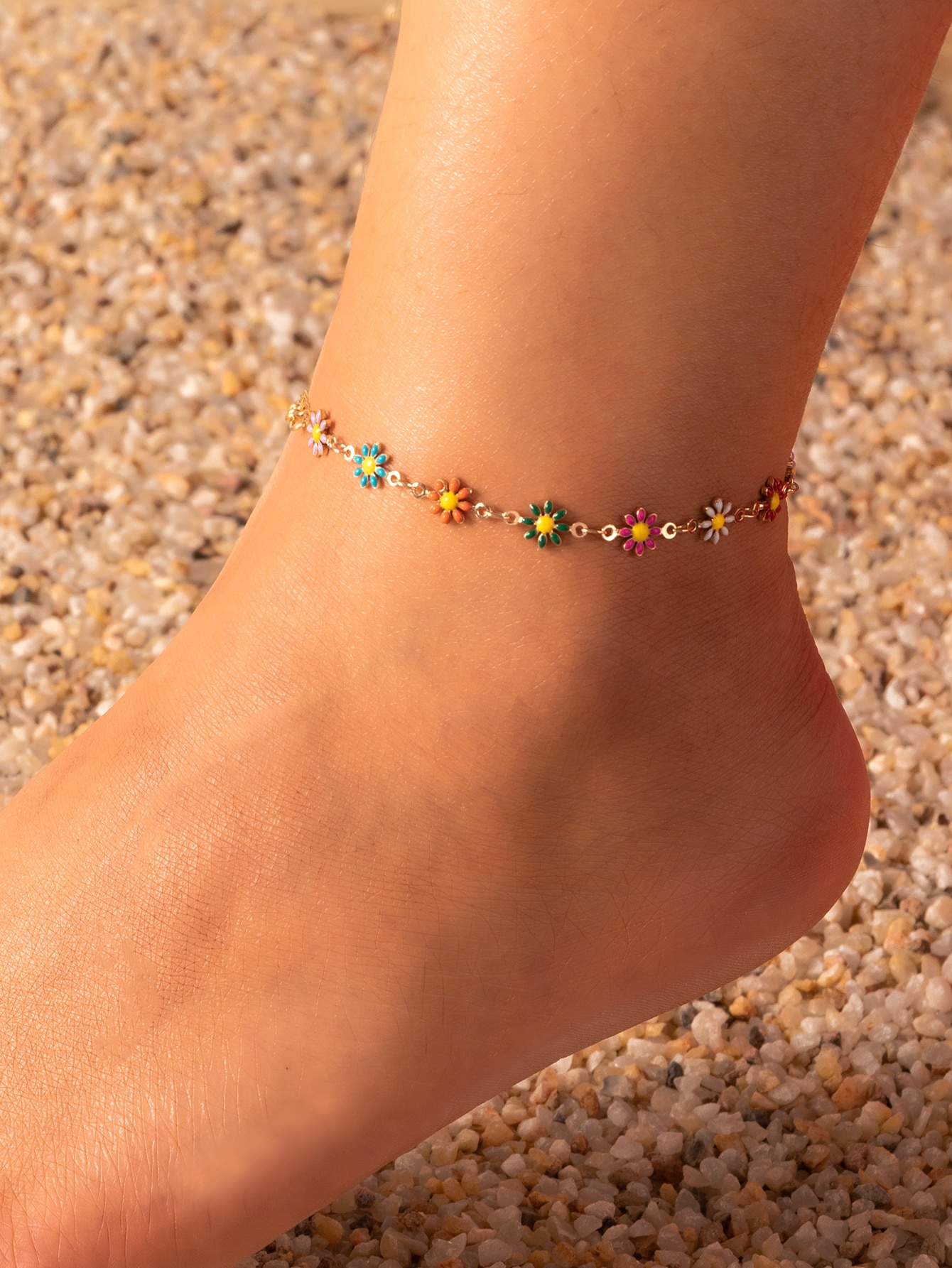 Random Color Flower Decor Anklet