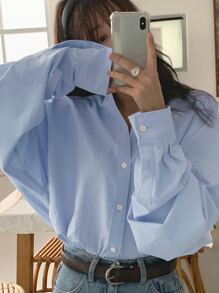 DAZY Solid Button Up Drop Shoulder Oversized Shirt | SHEIN UK