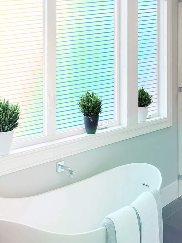 1pc Striped Pattern Window Privacy Sticker, Colorful PVC Decorative ...