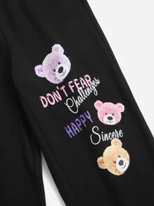 SHEIN Girls Cartoon & Slogan Graphic Sweatpants | SHEIN