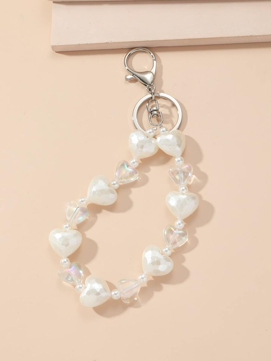Elegant Heart Shaped Beaded Keychain | SHEIN USA
