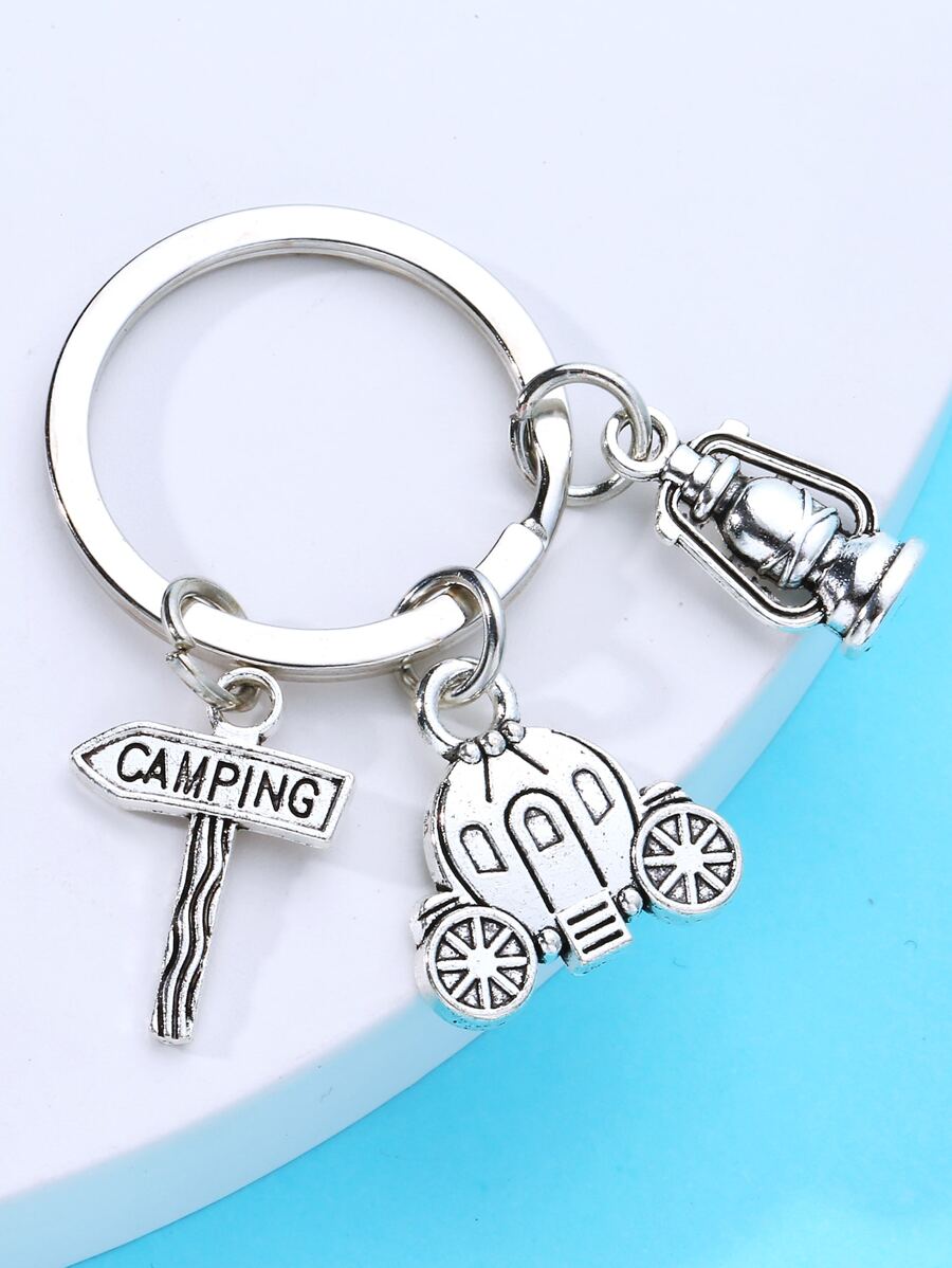 Road Sign & Kerosene Lamp Charm Keychain | SHEIN