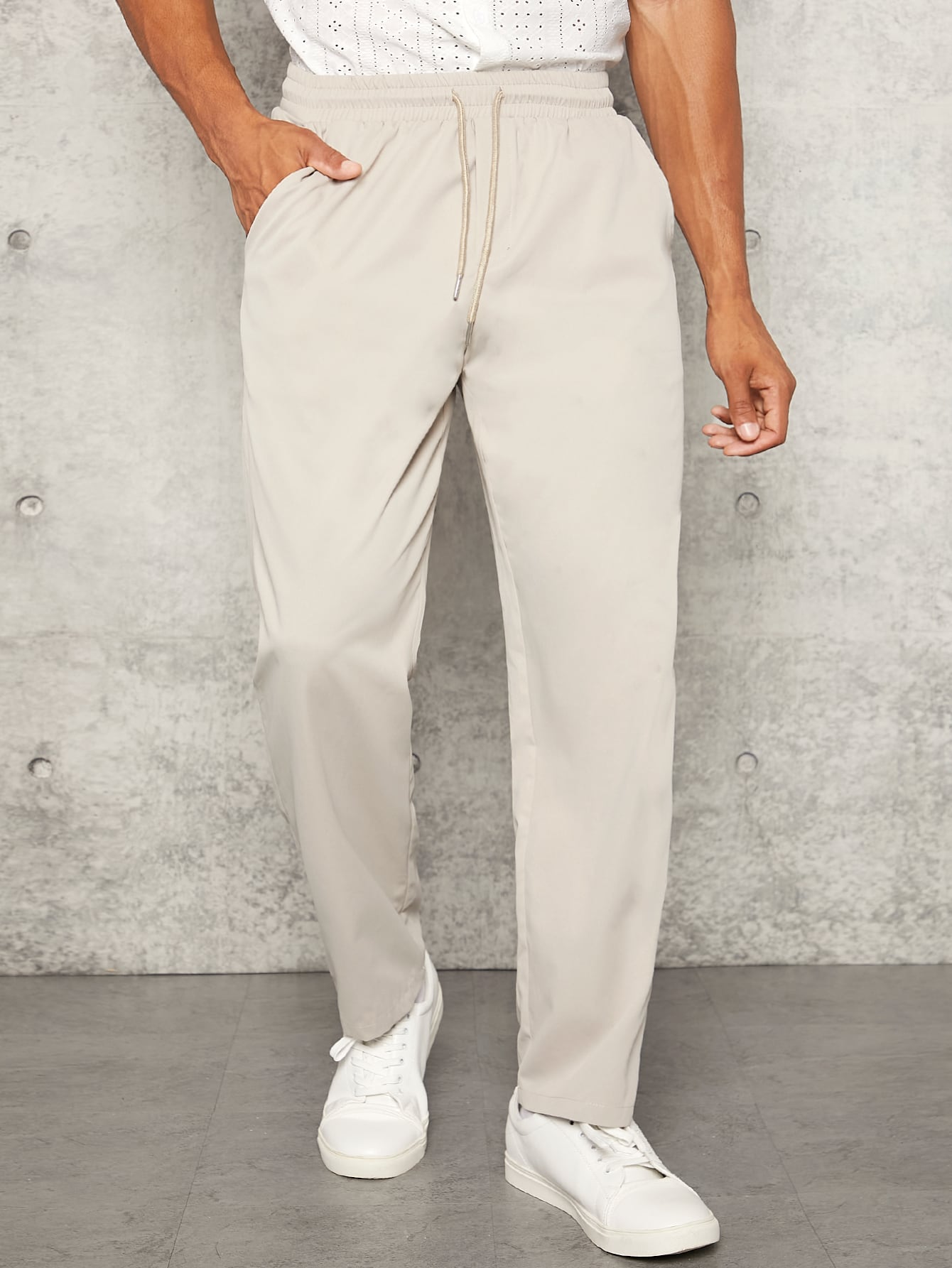 SHEIN Men Drawstring Waist Slant Pocket Pants