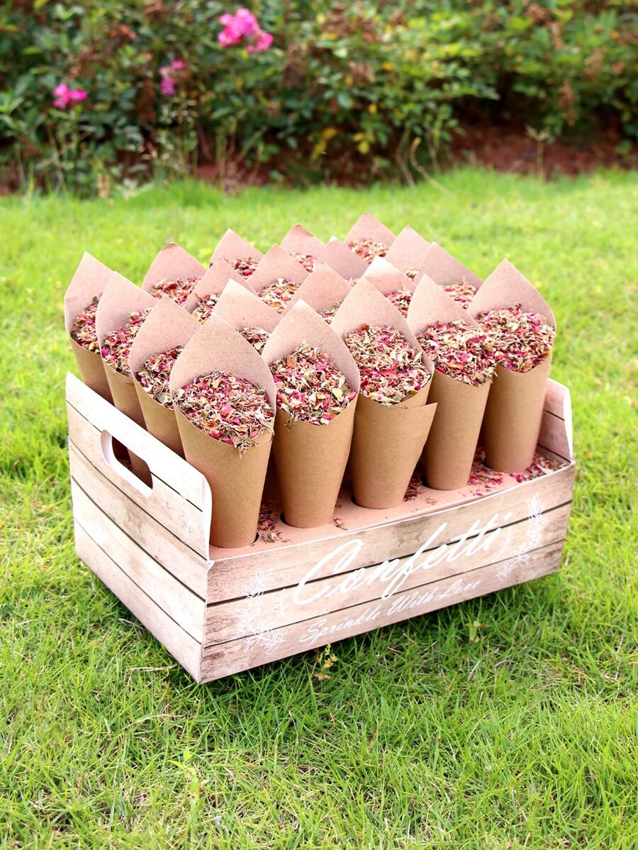 1pc Letter Graphic Confetti Cone Holder & 30pcs Kraft Paper, Modern ...