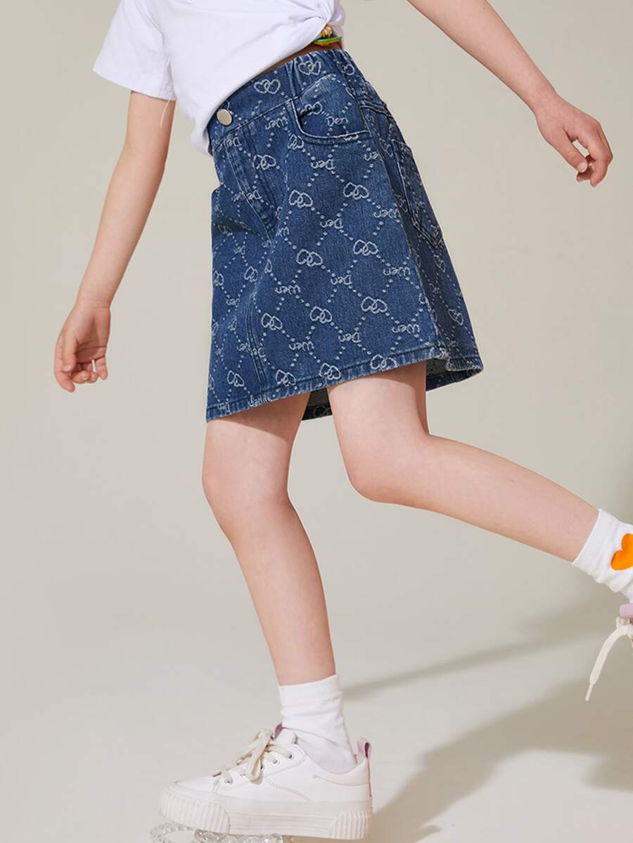 ASK JUNIOR Falda vaquera para niña preadolescente con jacquard de ...