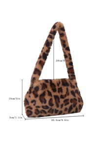 Fuzzy, Soft, Plush Fluffy Leopard Print Shoulder Bag For Girls, Women ...