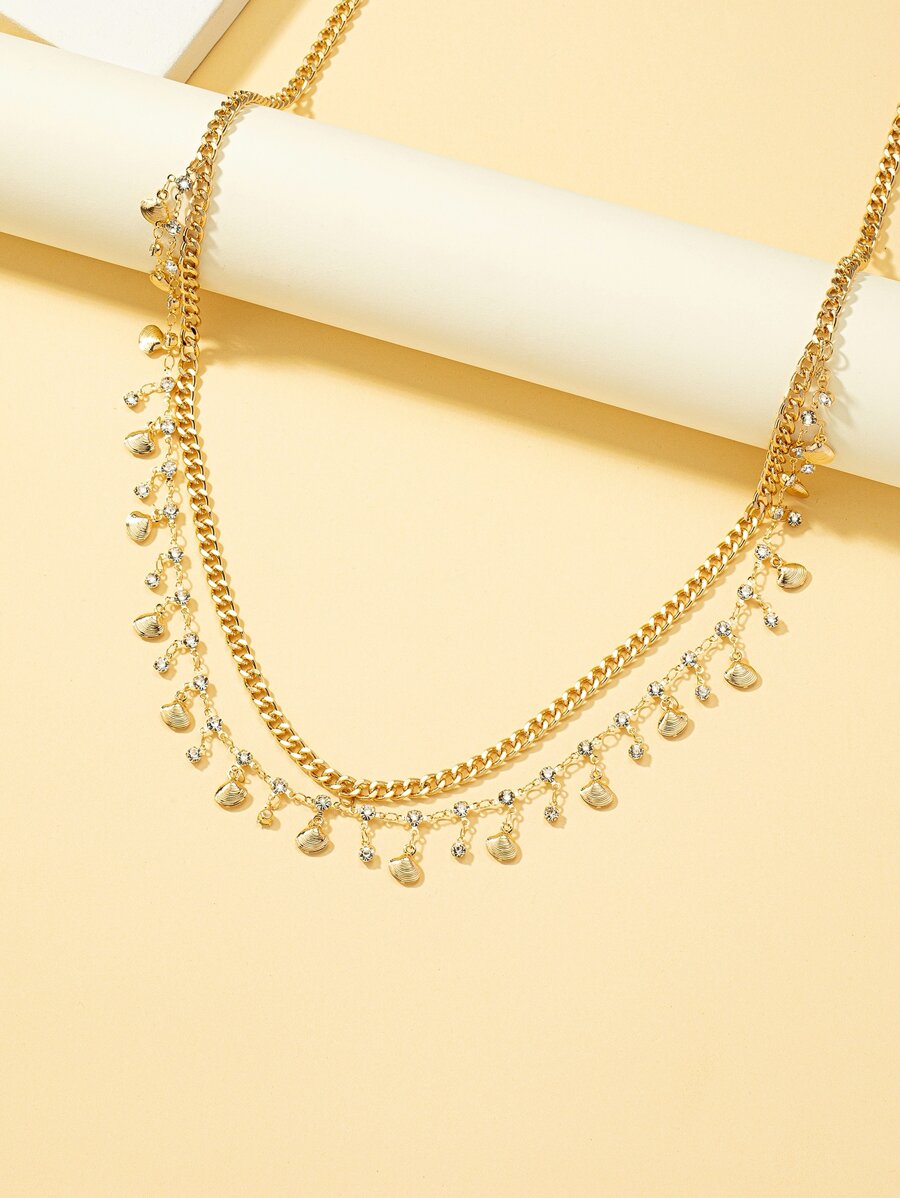 Rhinestone & Shell Charm Layered Waist Chain | SHEIN USA