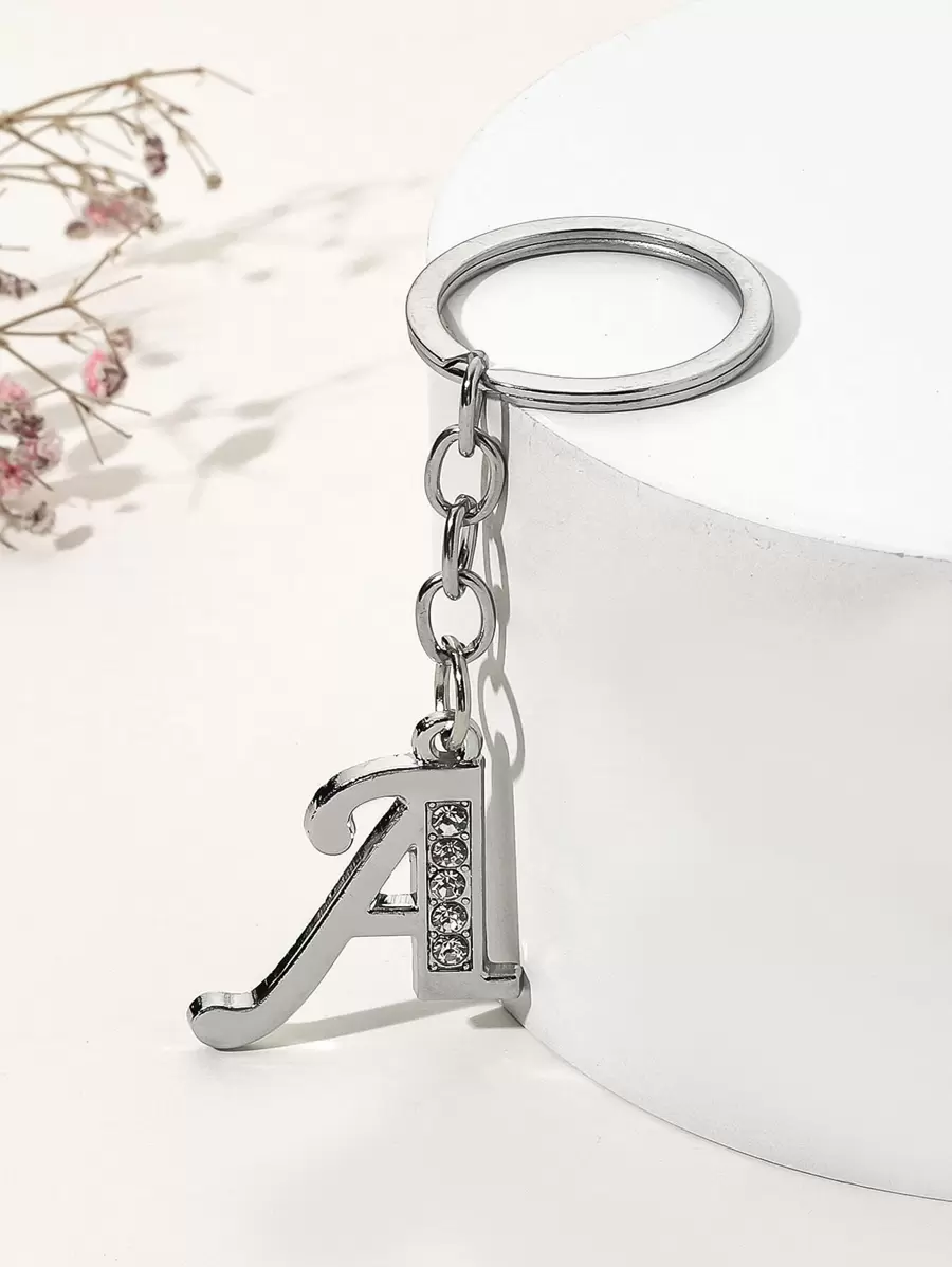 Rhinestone Decor Letter Charm Keychain | SHEIN USA