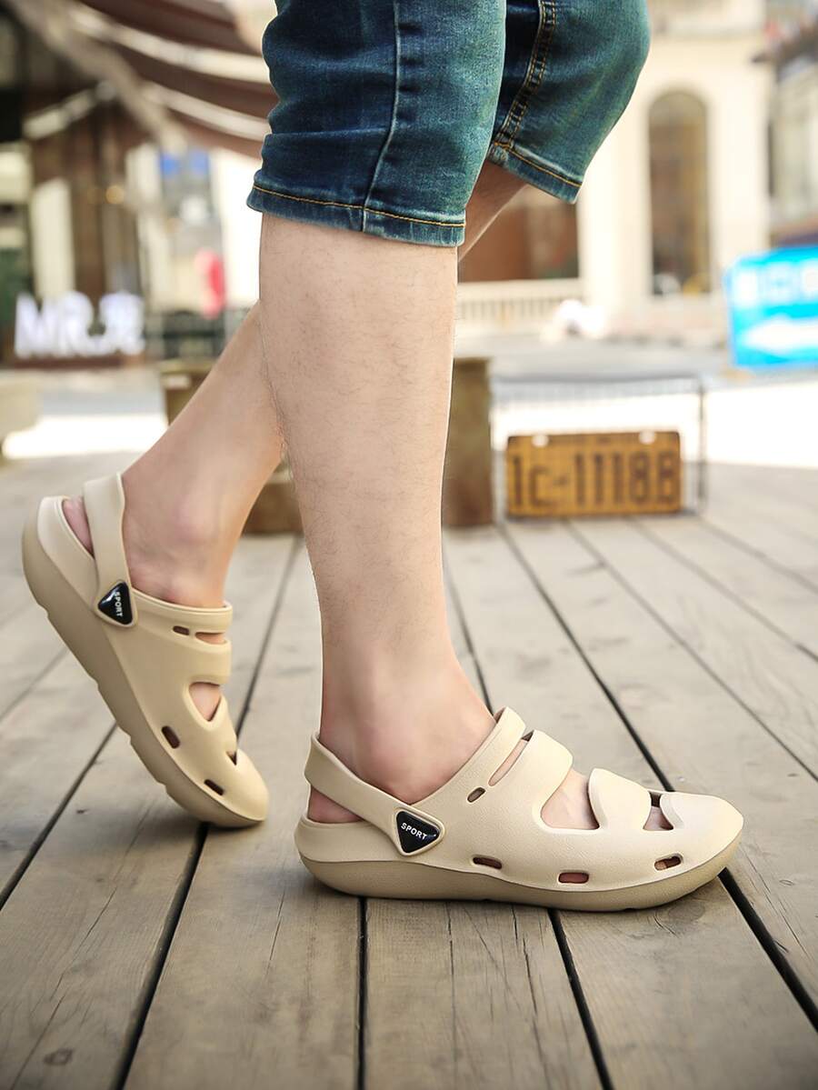 Cool Beige Vented Clogs For Men, Cut Out Design EVA Clogs | SHEIN USA