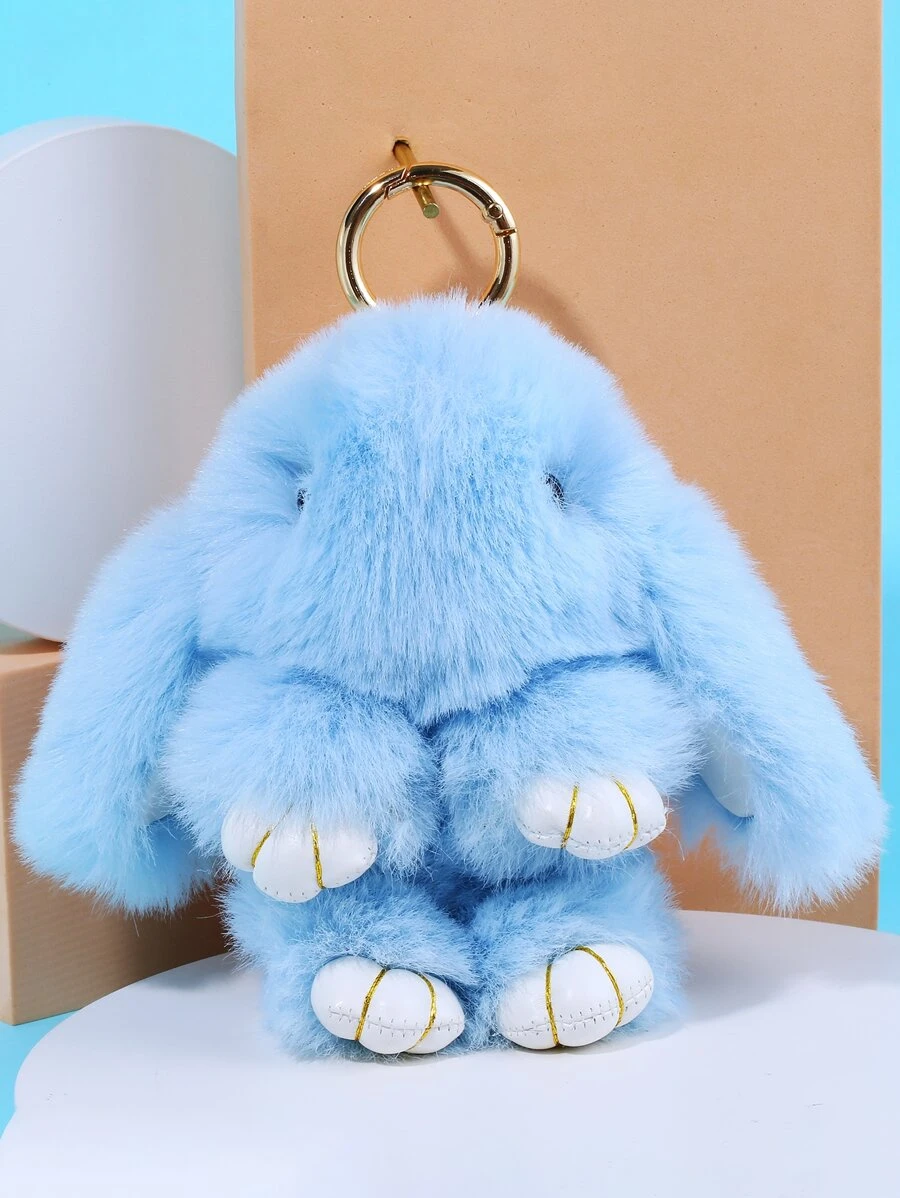 1pc Women's Cute Bunny Keychain, Plush & 3d Rabbit Shaped Key Chain For ...