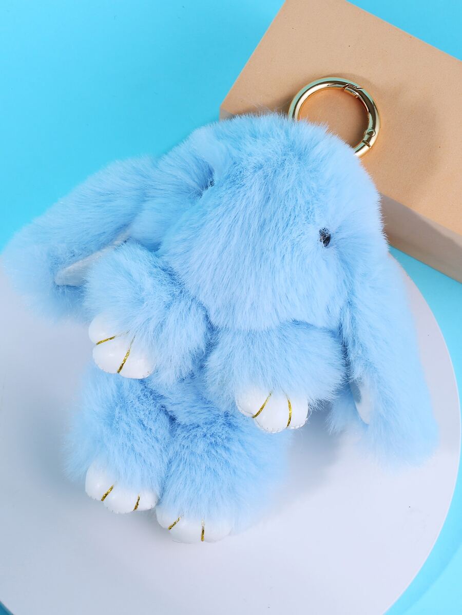 1pc Women's Cute Bunny Keychain, Plush & 3d Rabbit Shaped Key Chain For ...