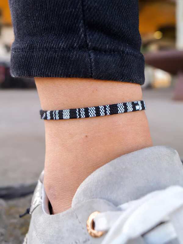 Fashionable And Popular Men Two Tone String Anklet For Jewelry Gift And ...