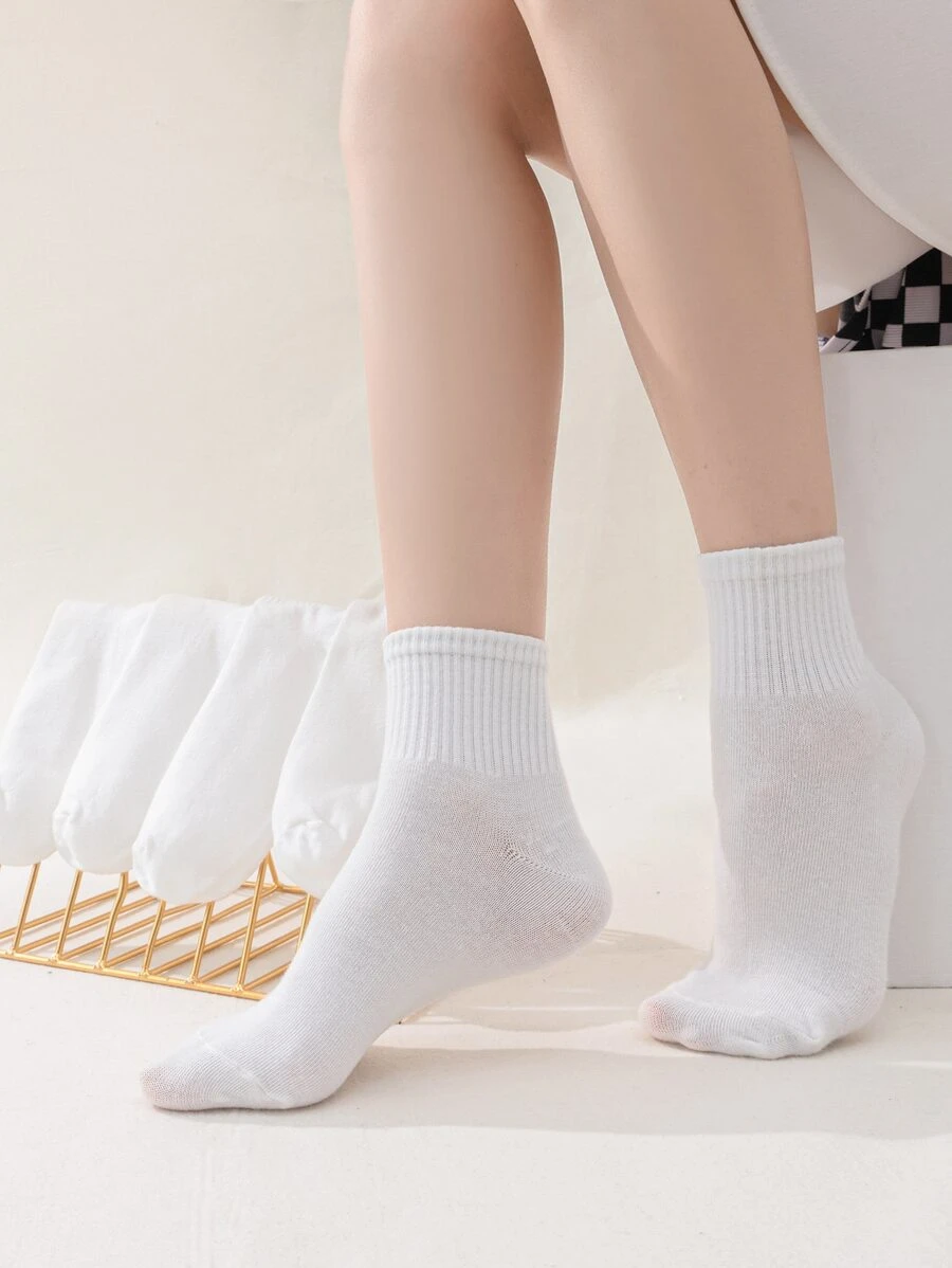 5pairs Solid Crew Socks | SHEIN USA