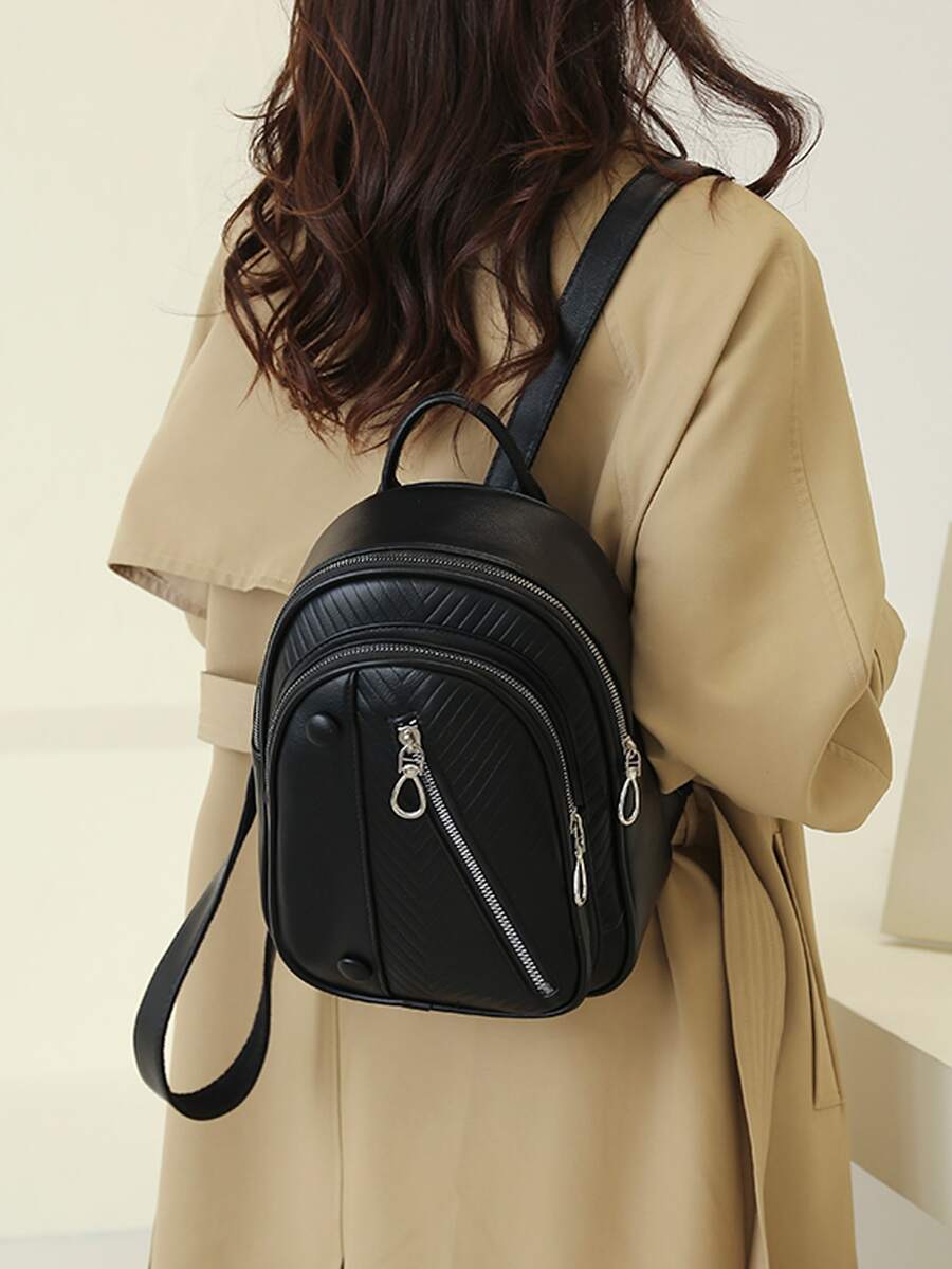 Mini Zip Front Functional Backpack | SHEIN USA