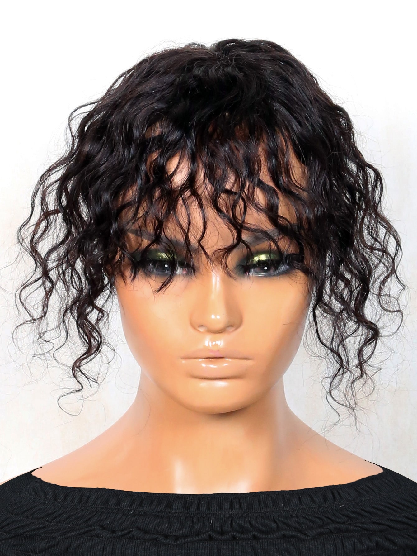 Tupe de pelo humano natural corto rizado