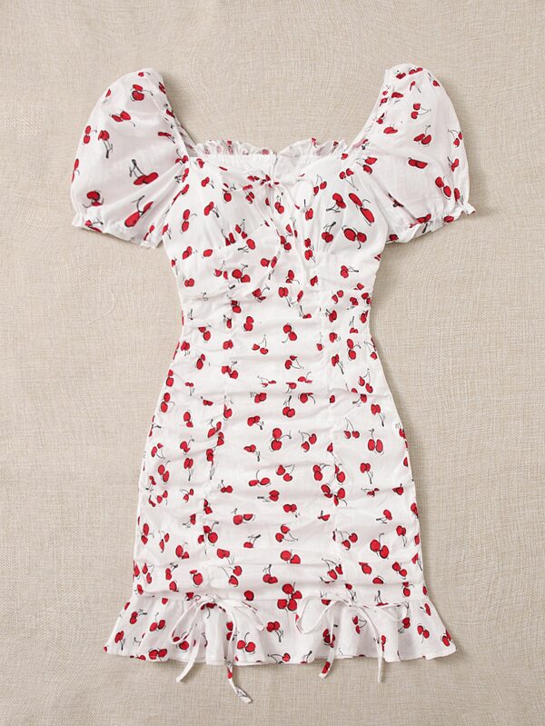 SHEIN WYWH Cherry Print Ruffle Hem Dress | SHEIN EUR