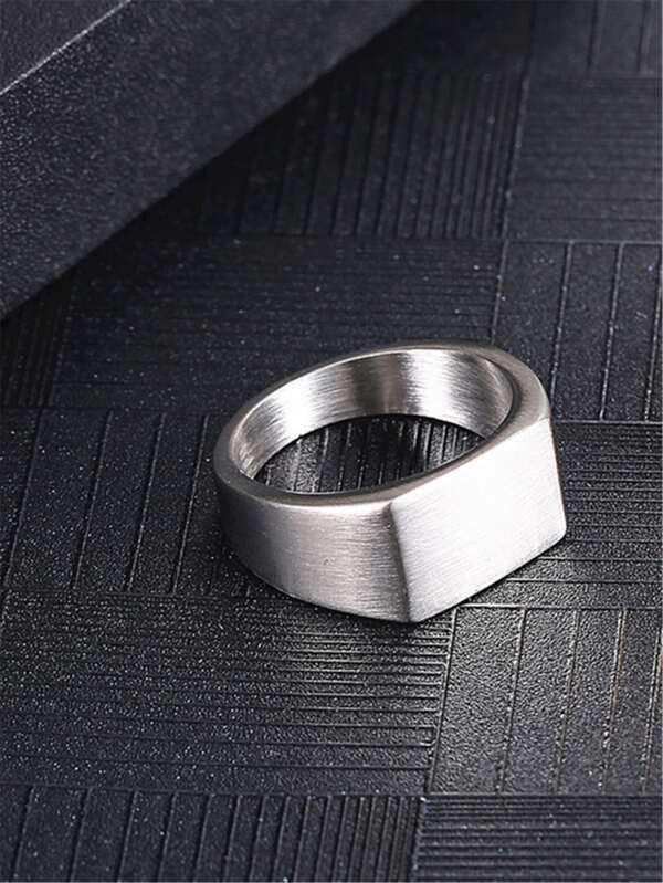 Men Minimalist Ring Silver Stainless Steel Fashionable Popular Jewelry ...